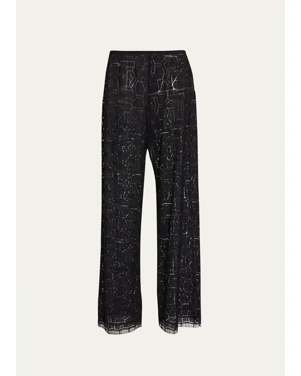 LESET Daniel Wide-leg Lace Pants