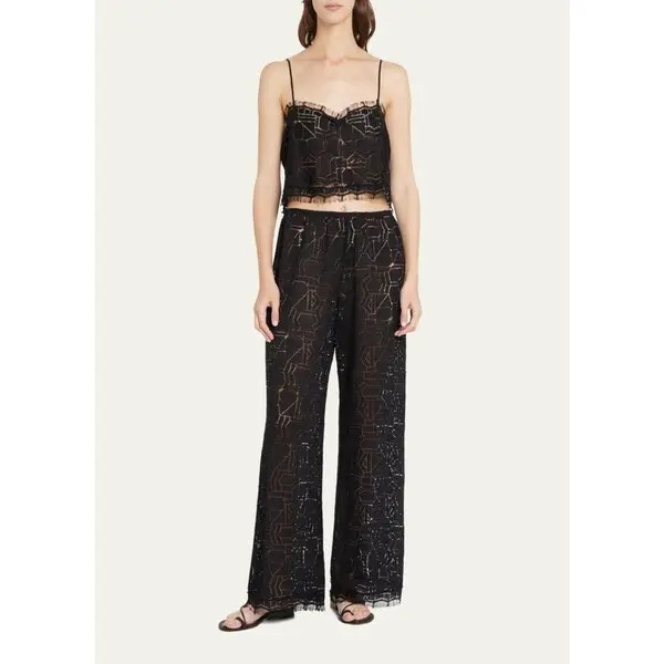 LESET Daniel Wide-leg Lace Pants