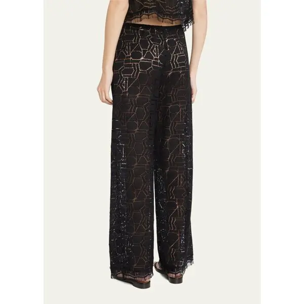 LESET Daniel Wide-leg Lace Pants