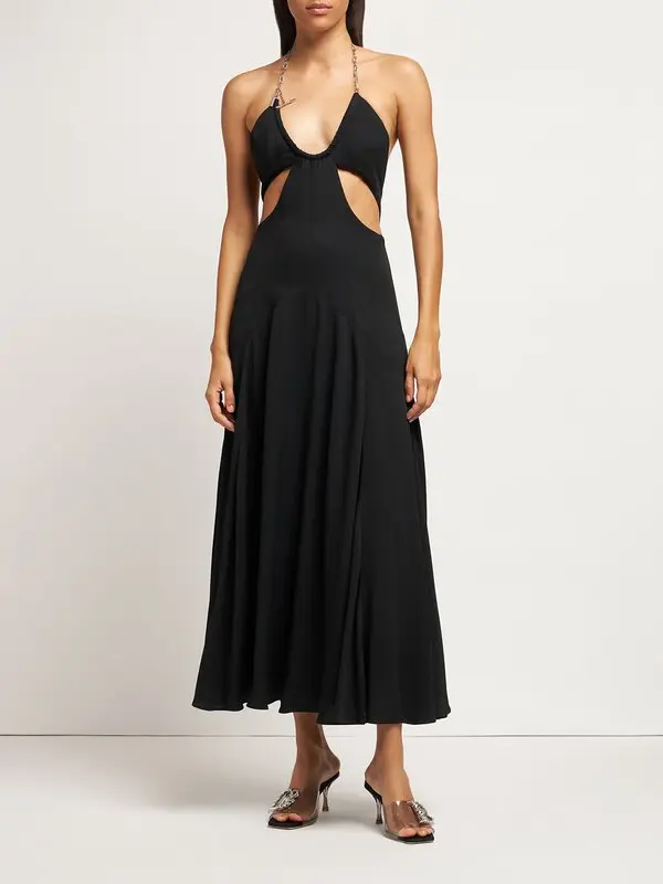 Dsquared2 Silk Blend Marocaine Cutout Midi Dress