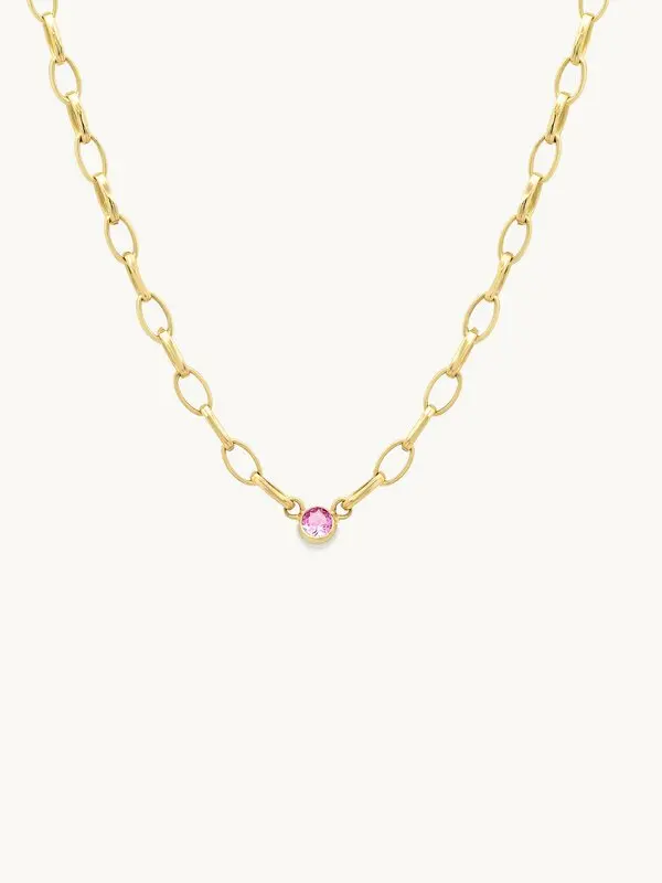 JENNIFER MEYER Yellow Gold Edith Link Necklace With Pink Sapphire - Yellow Gold,pink Sapphire