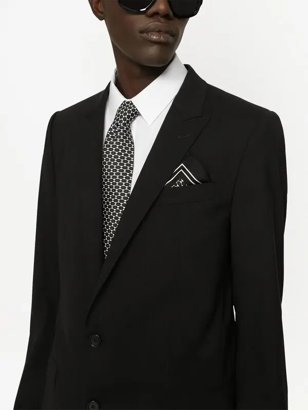 Dolce & Gabbana Geometric-print Silk Pocket Square - Black