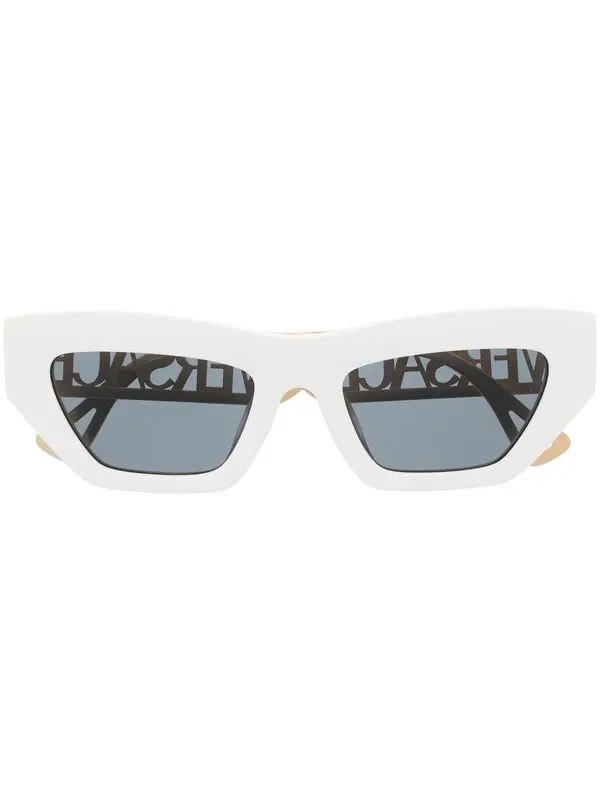 Versace Logo Cut-out Cat Eye Sunglasses - White