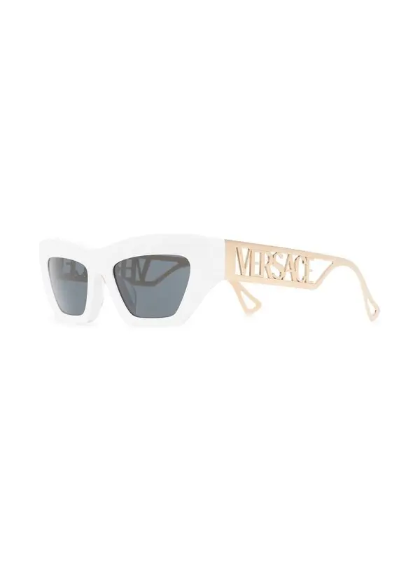 Versace Logo Cut-out Cat Eye Sunglasses - White