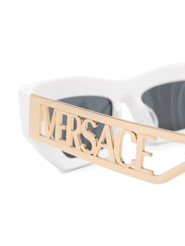 Versace Logo Cut-out Cat Eye Sunglasses - White
