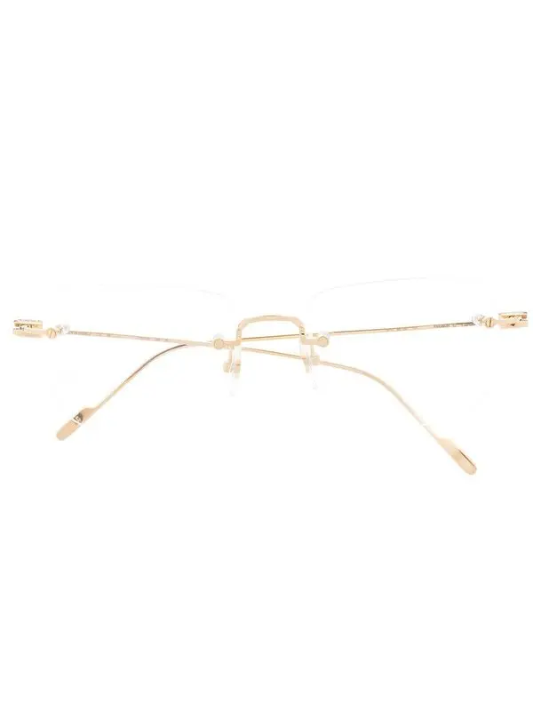 CARTIER 18kt Gold Double C Décor Square Optical Glasses - Neutrals