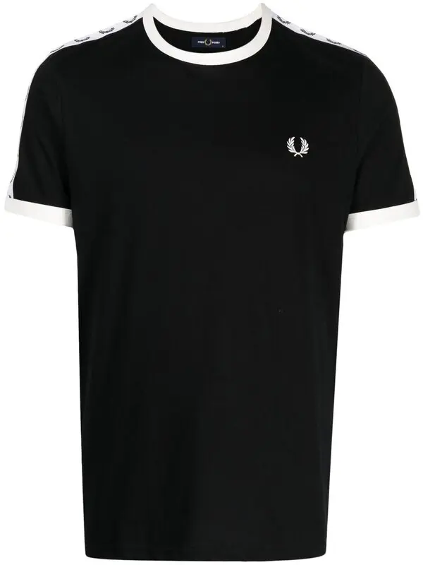 Fred Perry Logo-tape Cotton T-shirt - Black