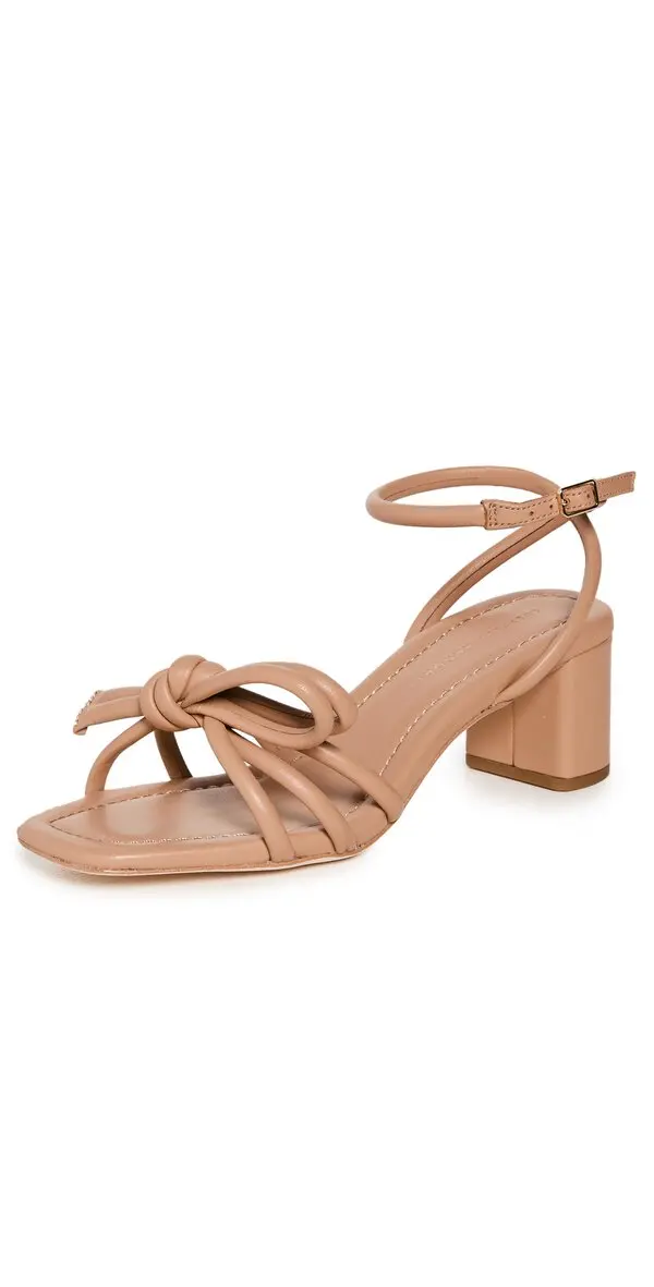 LOEFFLER RANDALL Mikel Leather Bow Mid-heel Sandals - Dune