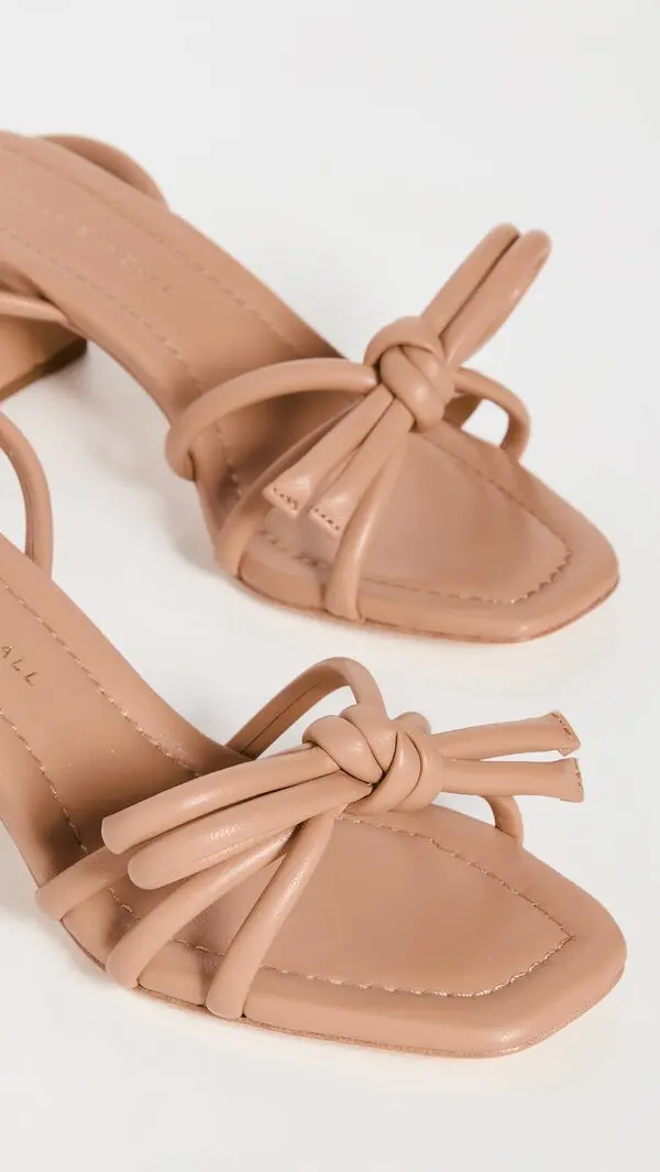 LOEFFLER RANDALL Mikel Leather Bow Mid-heel Sandals - Dune