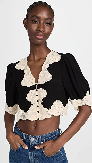 Rixo Yasmin Top In Black - 25% Off | Editorialist