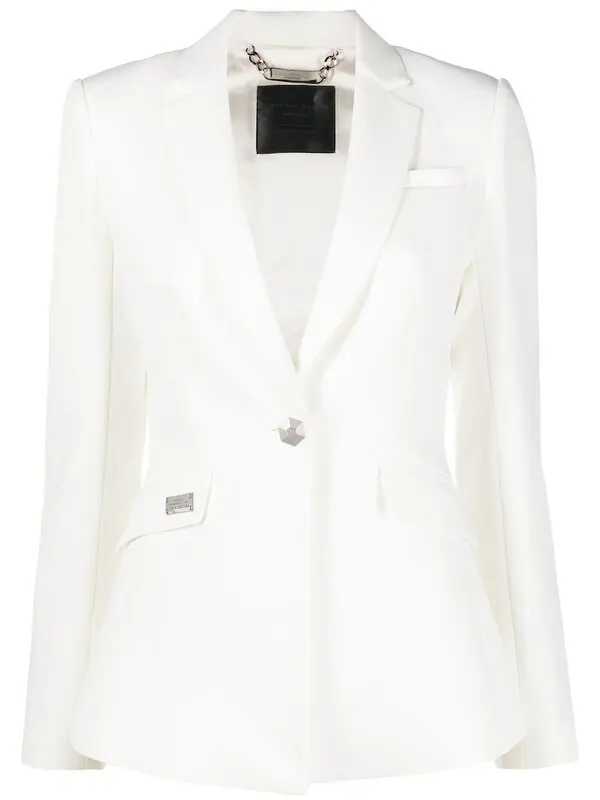 Philipp Plein Rhinestone-logo Blazer - White