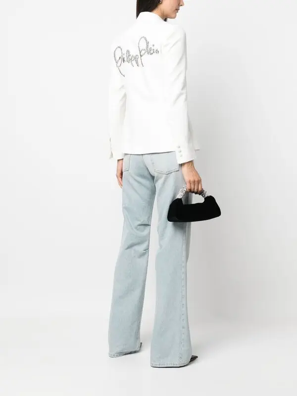 Philipp Plein Rhinestone-logo Blazer - White