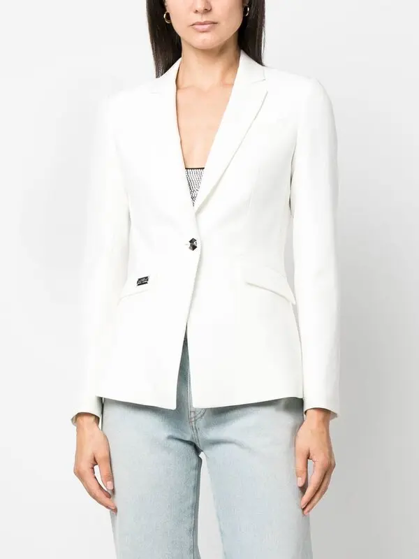 Philipp Plein Rhinestone-logo Blazer - White