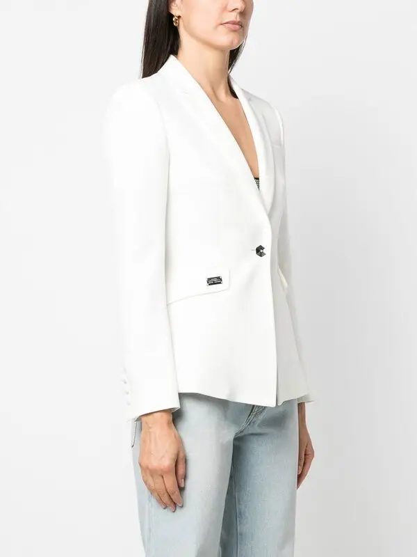 Philipp Plein Rhinestone-logo Blazer - White