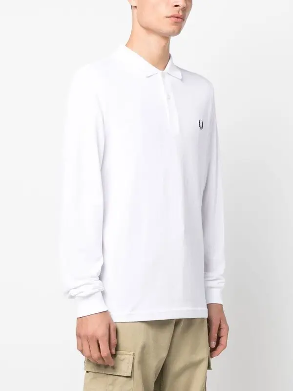 Fred Perry Crest-motif Polo Shirt - White
