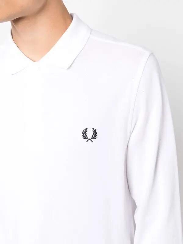 Fred Perry Crest-motif Polo Shirt - White
