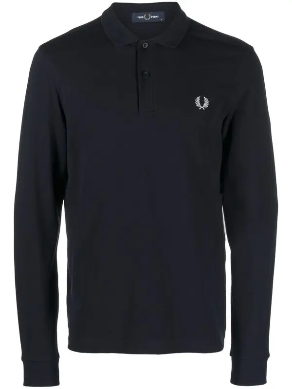 Fred Perry Crest-motif Polo Shirt - Blue