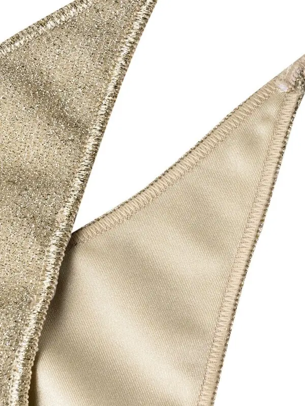 Oseree Metallic-thread Halterneck Bikini - Gold
