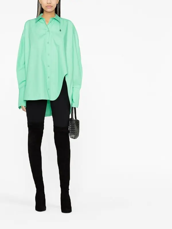 Attico Asymmetric Cotton Shirt - Green