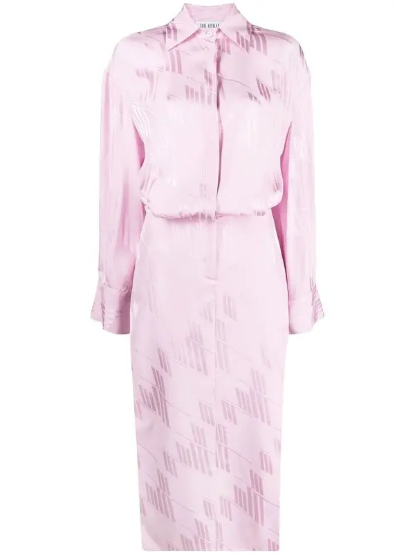 Attico Logo-jacquard Satin Shirt Dress