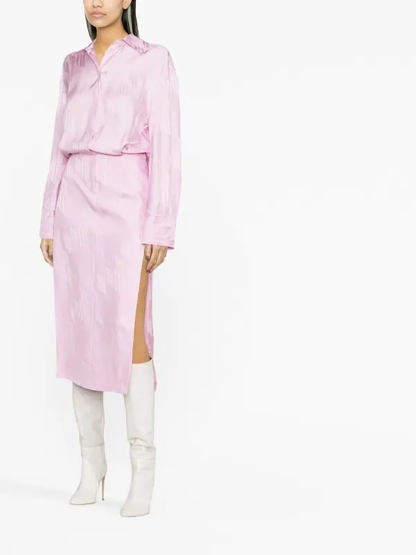 Attico Logo-jacquard Satin Shirt Dress