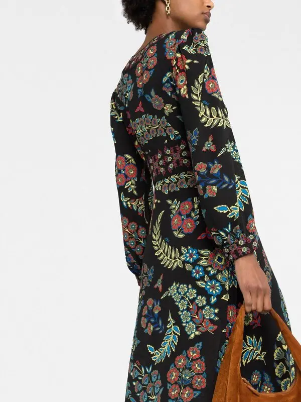 etro santa brbara maxi dress Etro Floral Print Maxi Dress In Navyblau