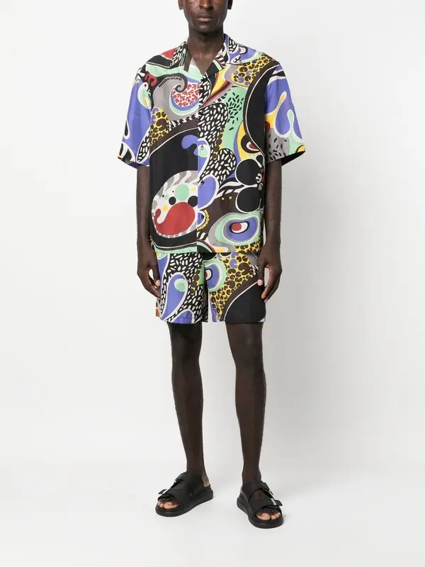 Moschino Graphic Print Silk Shorts - Black