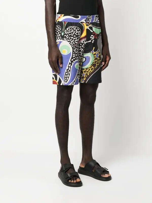 Moschino Graphic Print Silk Shorts - Black