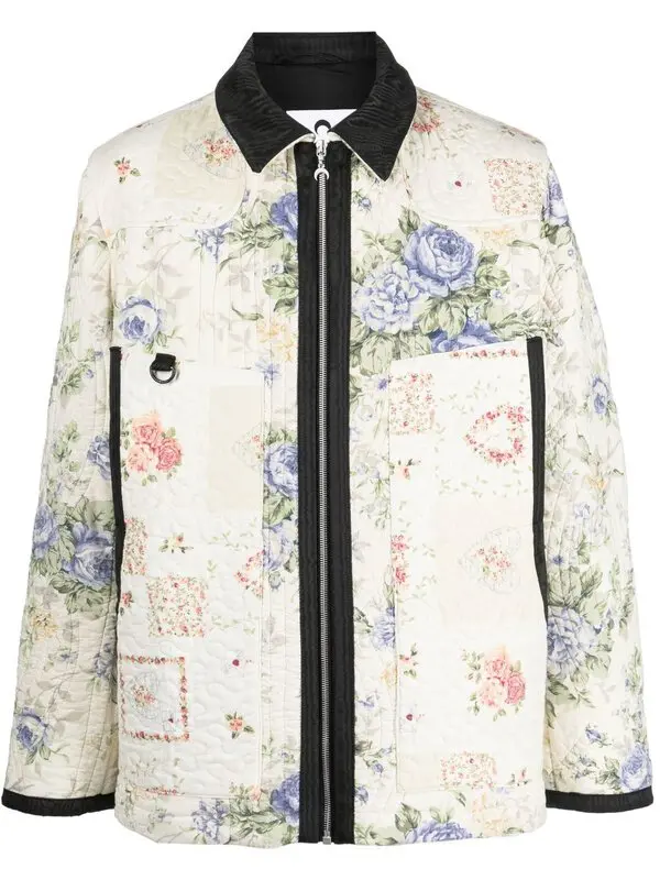 MARINE SERRE Boutis Floral-print Quilted Jacket - Neutrals