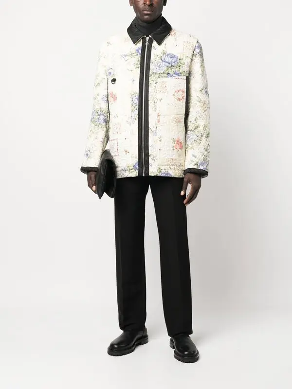 MARINE SERRE Boutis Floral-print Quilted Jacket - Neutrals
