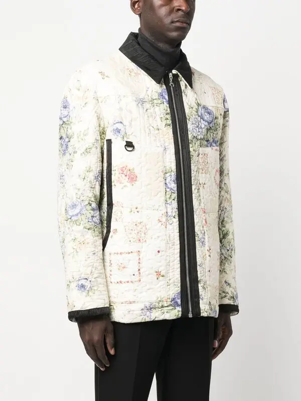 MARINE SERRE Boutis Floral-print Quilted Jacket - Neutrals