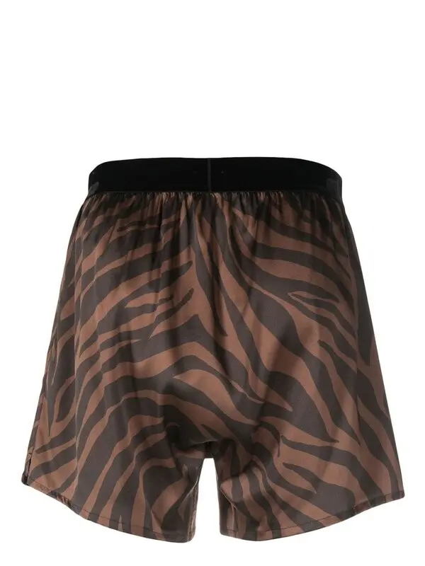 TOM FORD Zebra-print Silk Boxer Short - Brown
