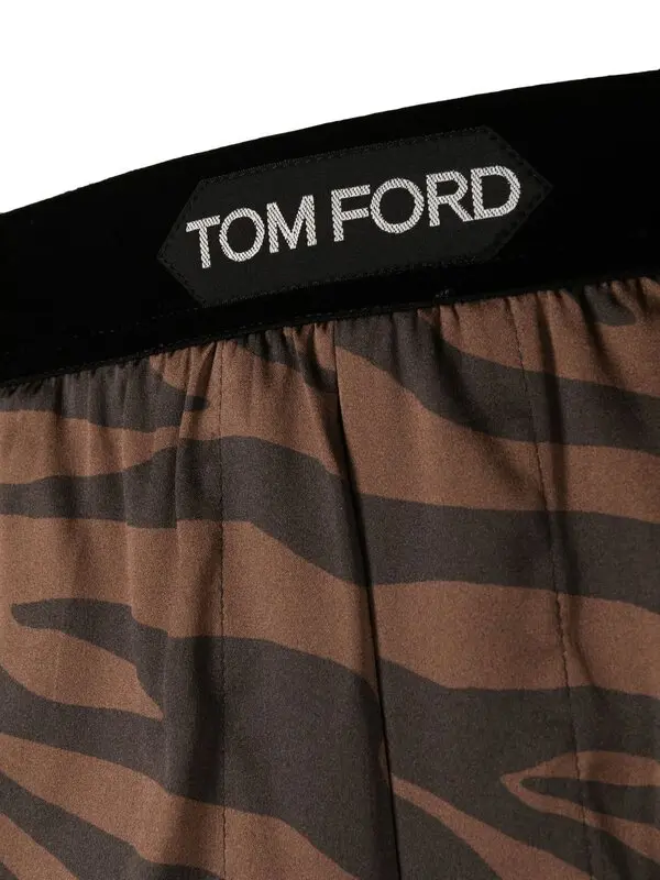 TOM FORD Zebra-print Silk Boxer Short - Brown