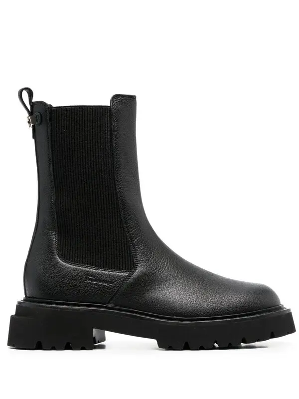 FERRAGAMO Double Gancini Leather Chelsea Boots