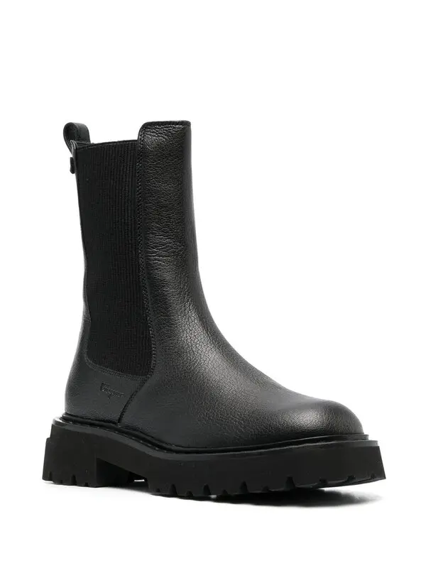 FERRAGAMO Double Gancini Leather Chelsea Boots