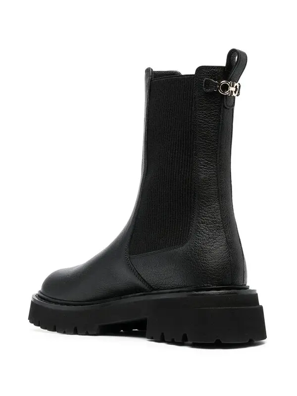 FERRAGAMO Double Gancini Leather Chelsea Boots