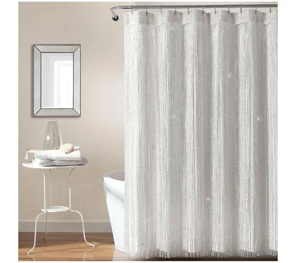 LUSH DECOR Night Sky String Thread W/lining Shower Curtain By - One-color