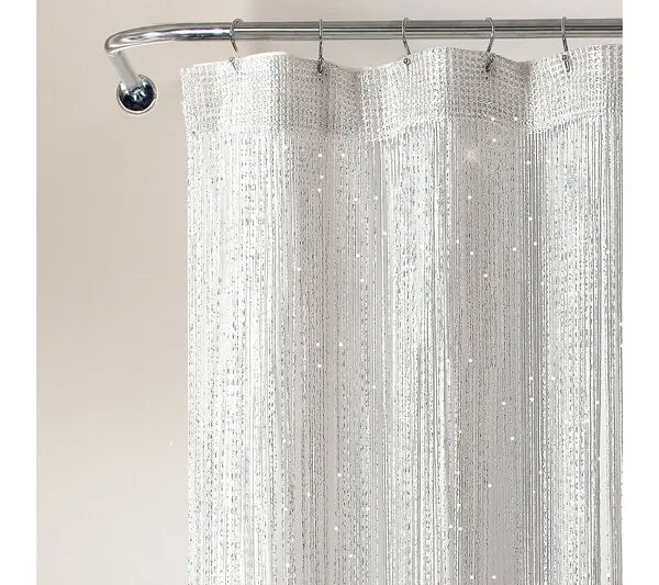 LUSH DECOR Night Sky String Thread W/lining Shower Curtain By