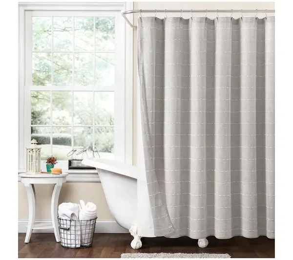 LUSH DECOR Farmhouse Textured W/lining Shower Curtain L Ush Decor - One-color