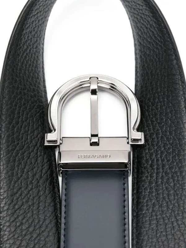 FERRAGAMO Reversible Adjustable Leather Belt - Blue