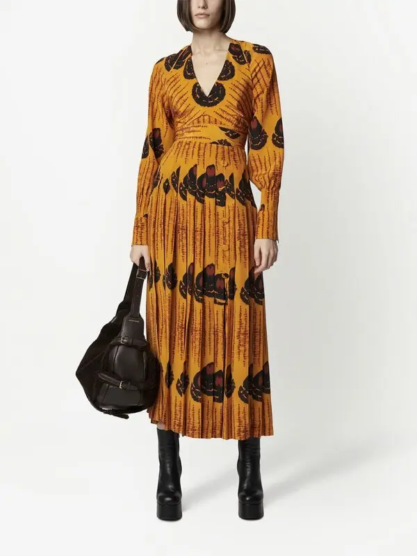 Altuzarra Patterned Pleated Midi Skirt