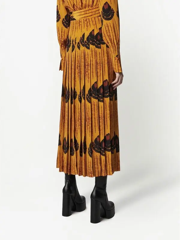 Altuzarra Patterned Pleated Midi Skirt