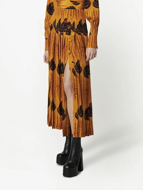 Altuzarra Patterned Pleated Midi Skirt