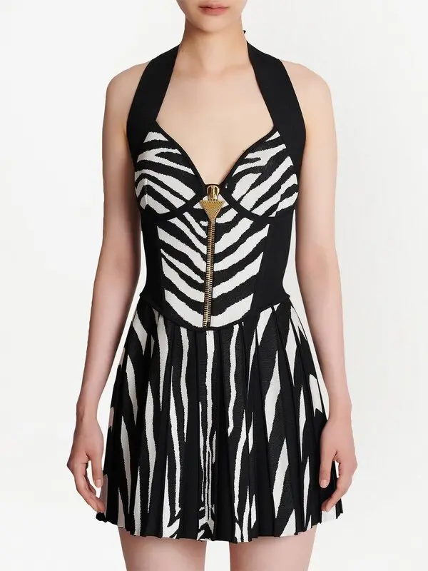 Buy Balmain Zebra-print Halterneck Minidress - Black At 48% Off |  Editorialist