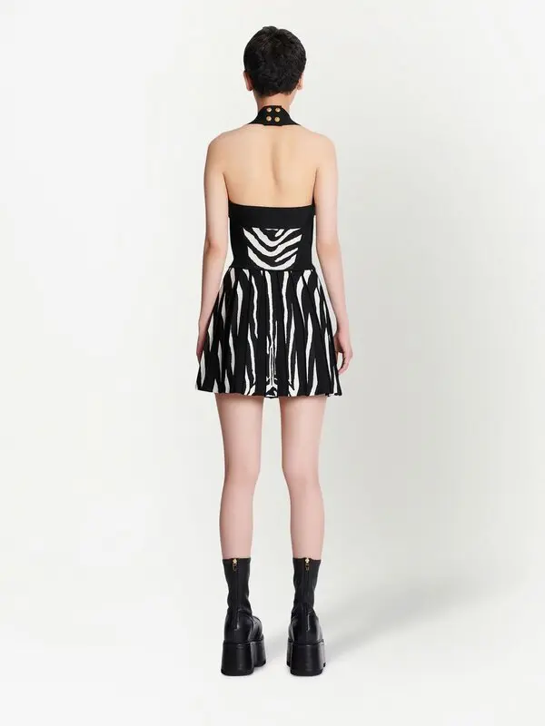 Zebra-print Halterneck Minidress