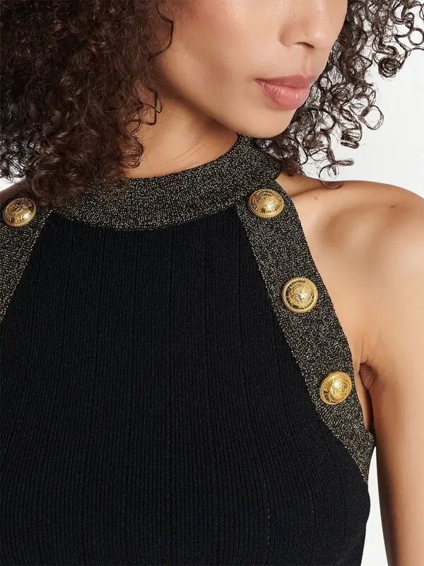 Balmain Contrast-trimmed Knit Top - Black