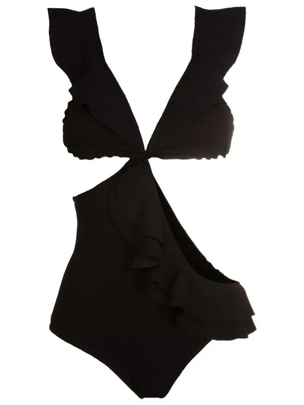CLUBE BOSSA Ruffled Cut-out Swimsuit - Black