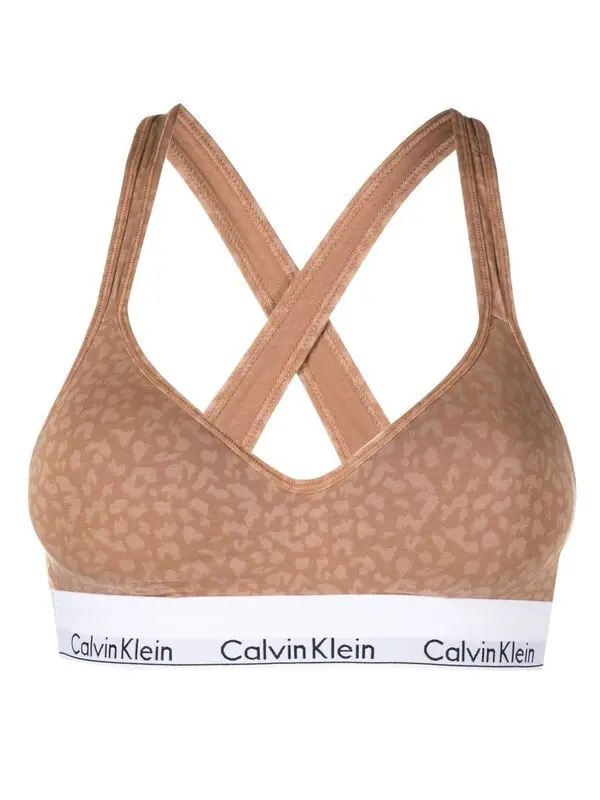 Calvin Klein Leopard-print Logo-band Bralette