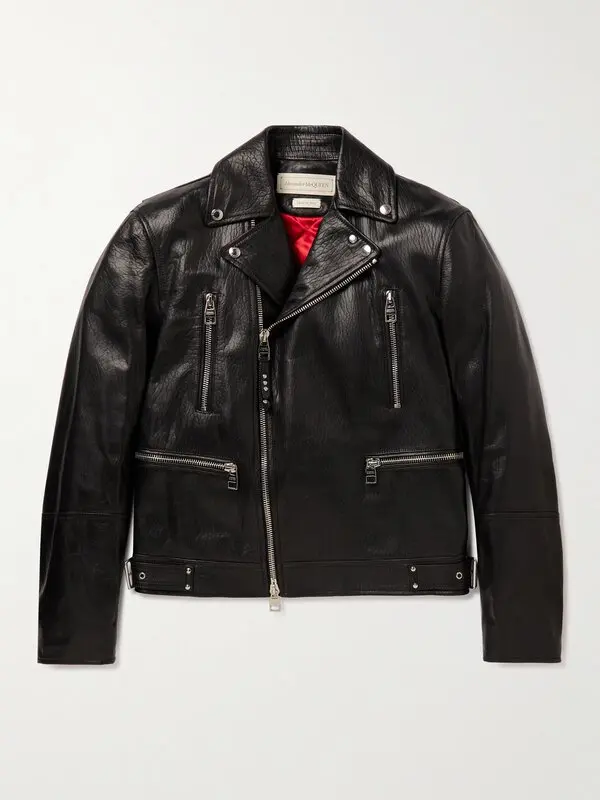 Alexander McQueen Slim-fit Zip-detailed Leather Biker Jacket