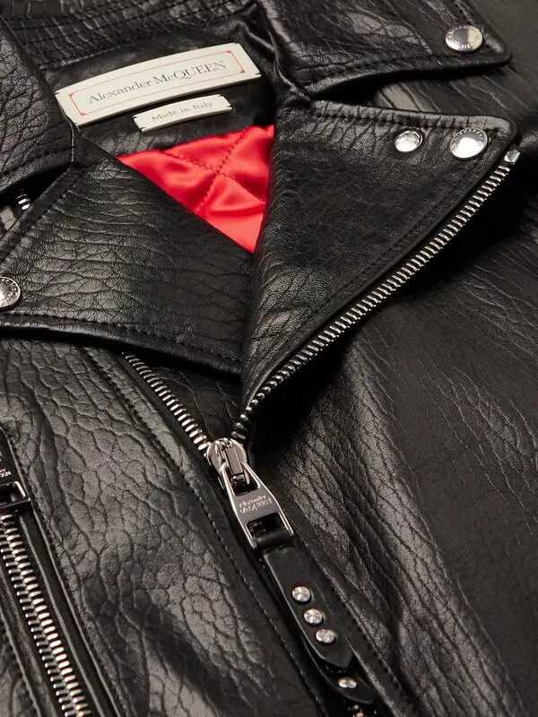 Alexander McQueen Slim-fit Zip-detailed Leather Biker Jacket